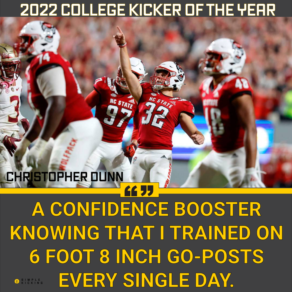 Christopher Dunn NC State Top NCAA Kicker - Simple Kicking
